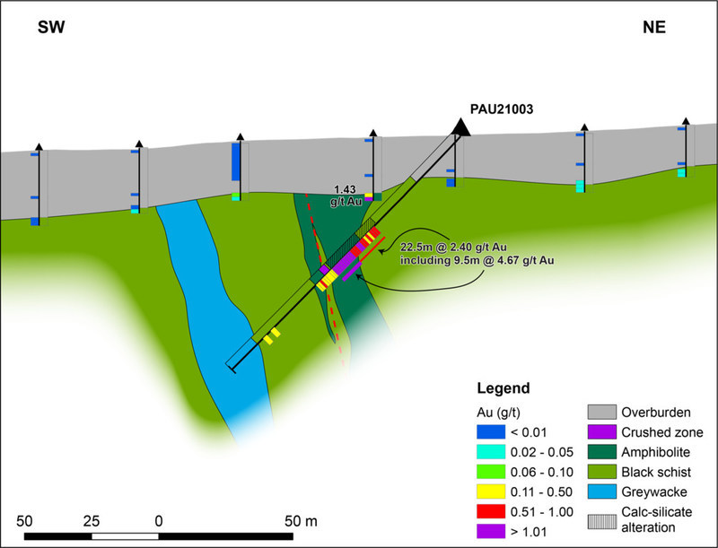 GOLD LINE (GLDL.V): DRILLS 22.5 METRES OF 2.4G/T GOLD AT PAUBÄCKEN ...